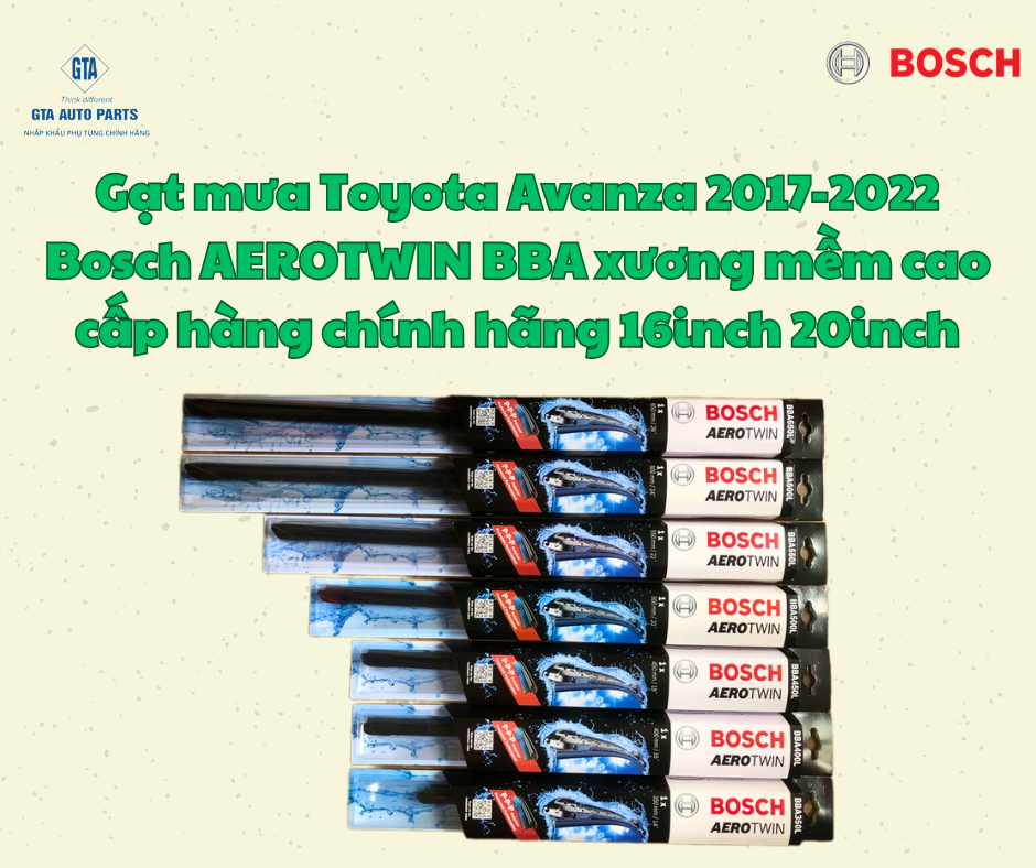Gạt mưa Toyota Avanza 2017-2022 Bosch AEROTWIN BBA xương mềm cao cấp h